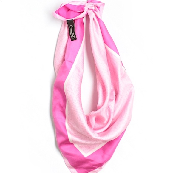 Coach | Accessories | Coach Pink Silk Scarf | Poshmark